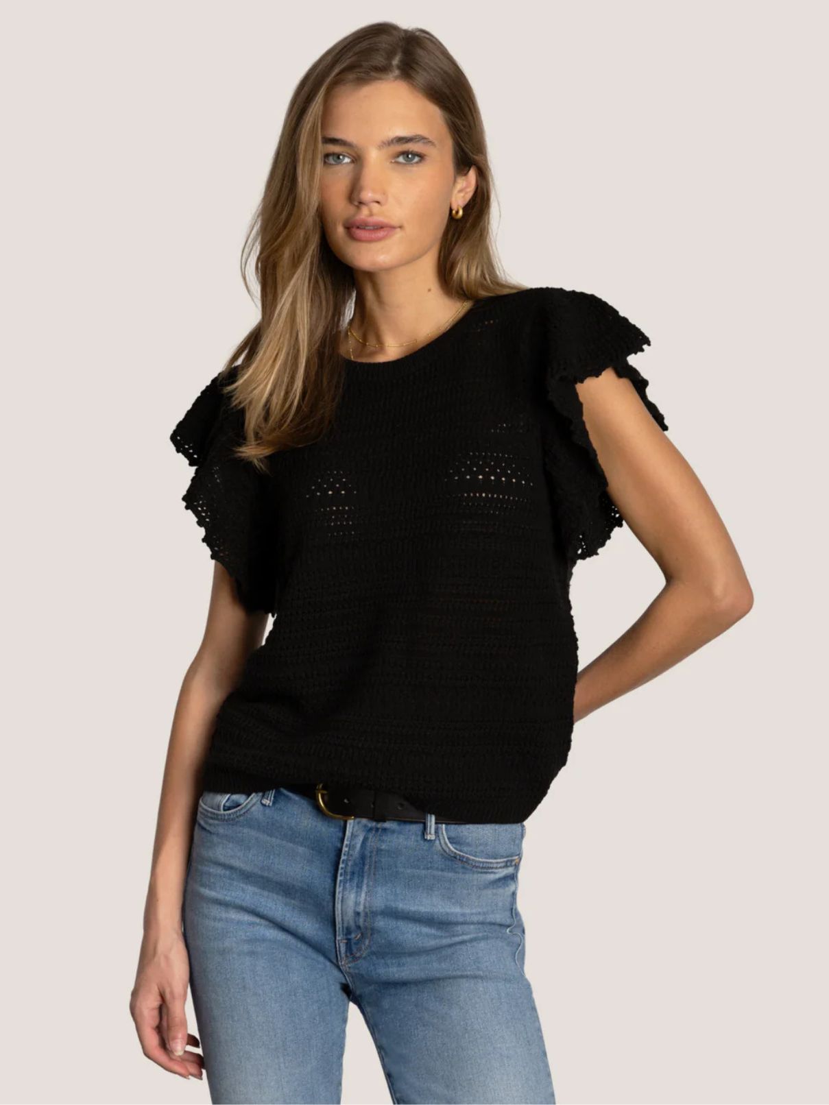 Dylan Chloe Crochet Top in Black