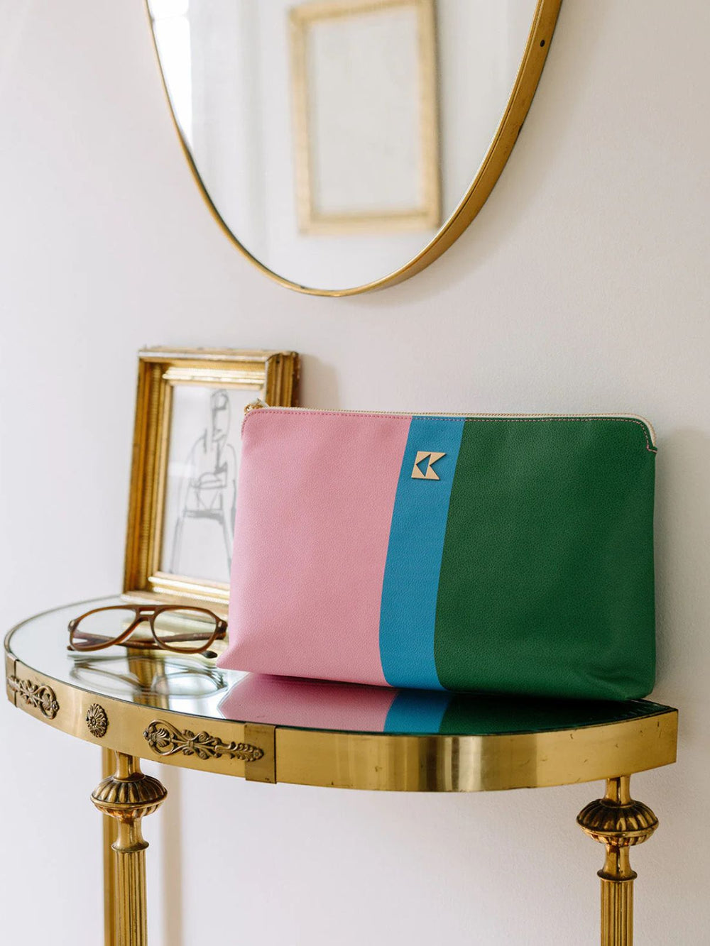 Katie Kime Color Block Oversized Bag in Pink/Green/Blue