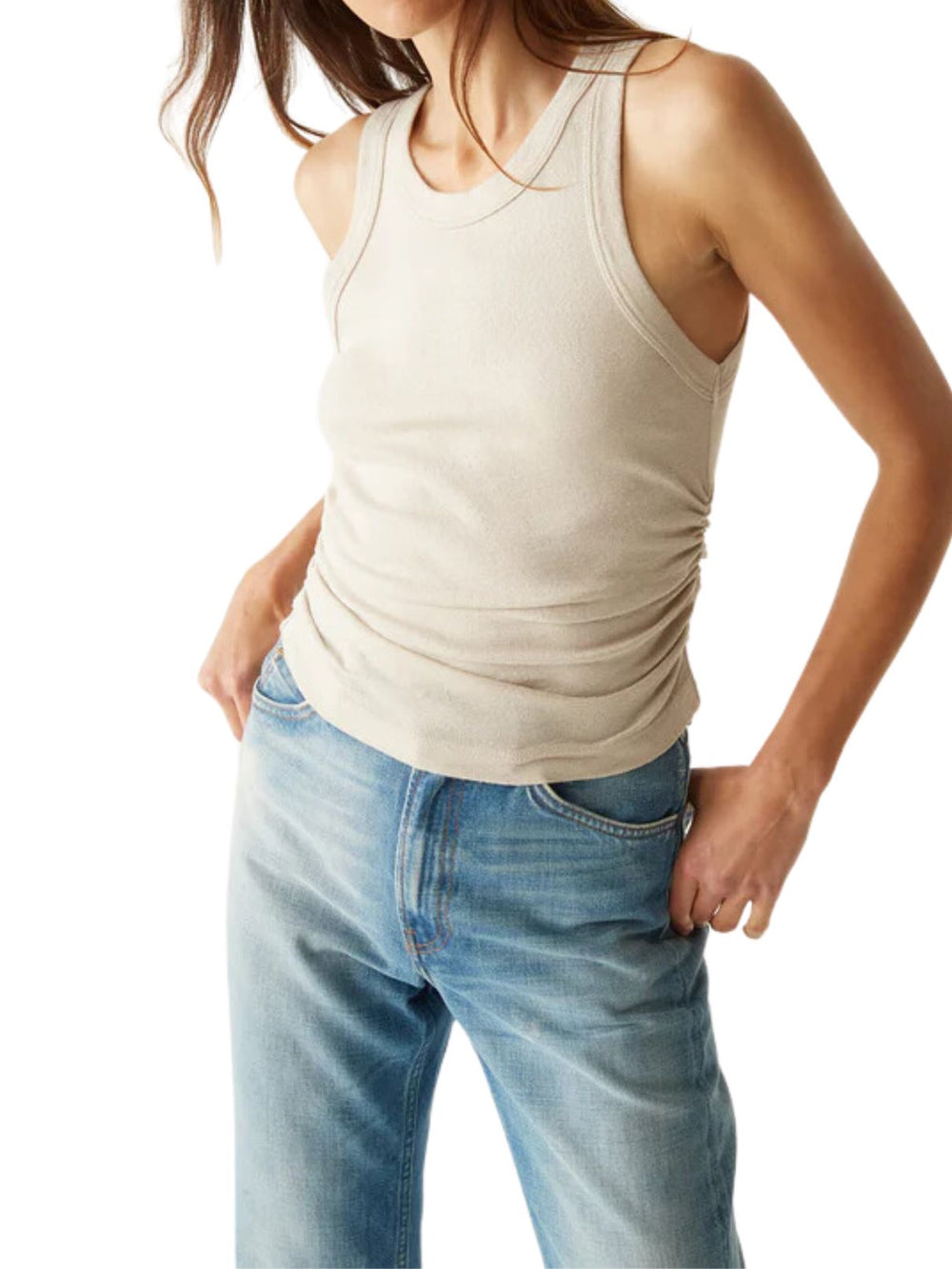 Michael Stars Ella Crop Tank in Cement Shine