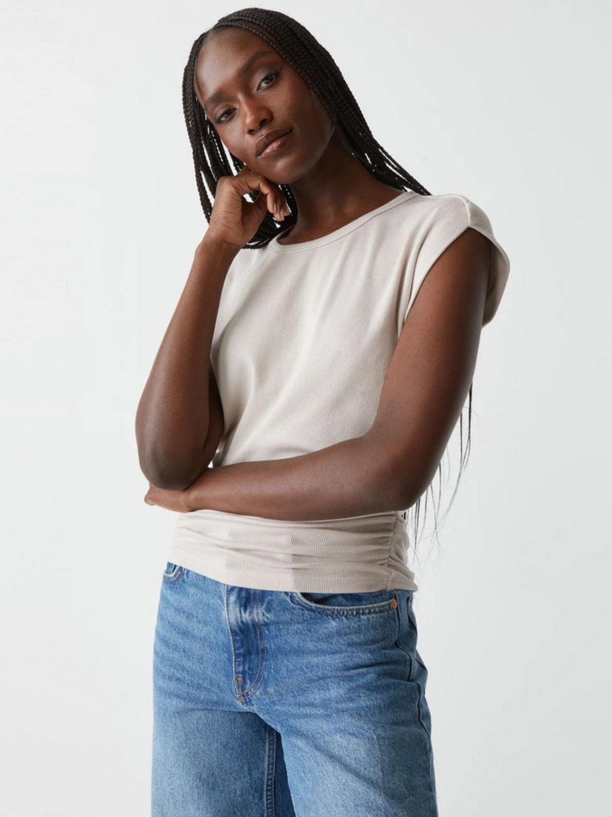 Michael Stars Joni Power Shoulder in Chalk