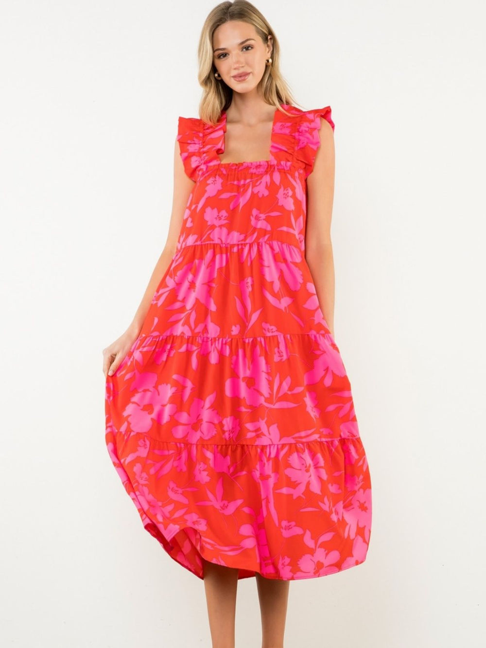 THML Flutter Print Maxi in Red